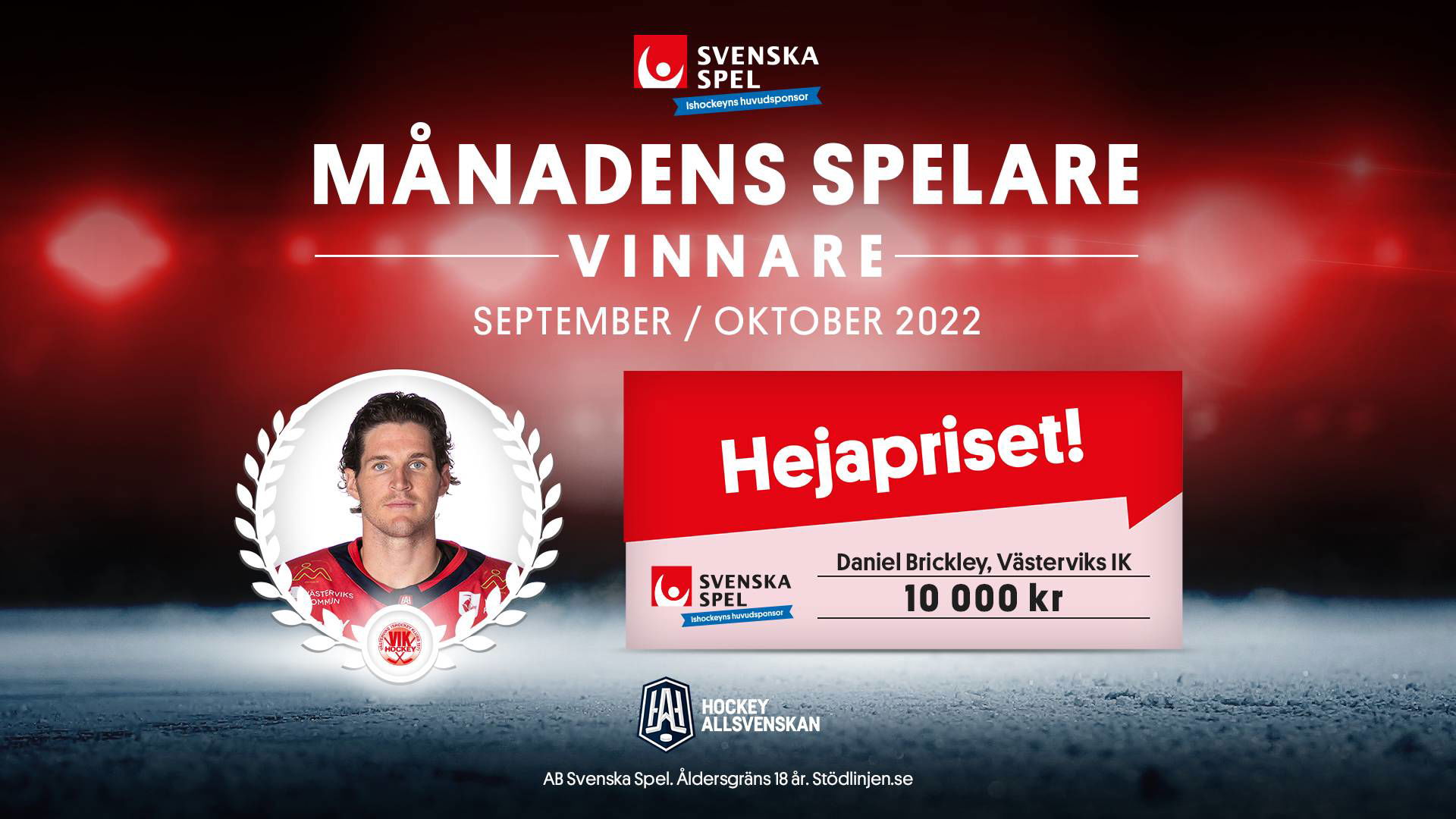 Månadens Spelare: Daniel Brickley, Västervik | Hockeyallsvenskan