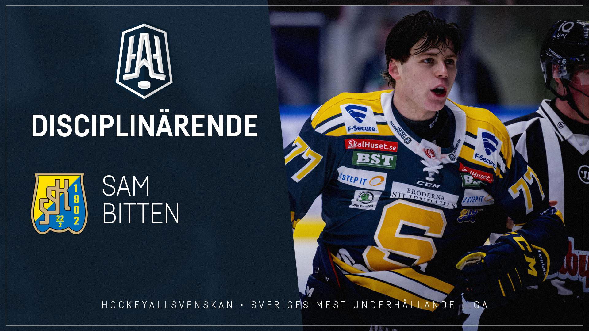 Beslut: Sam Bitten stängs av två matcher | Hockeyallsvenskan